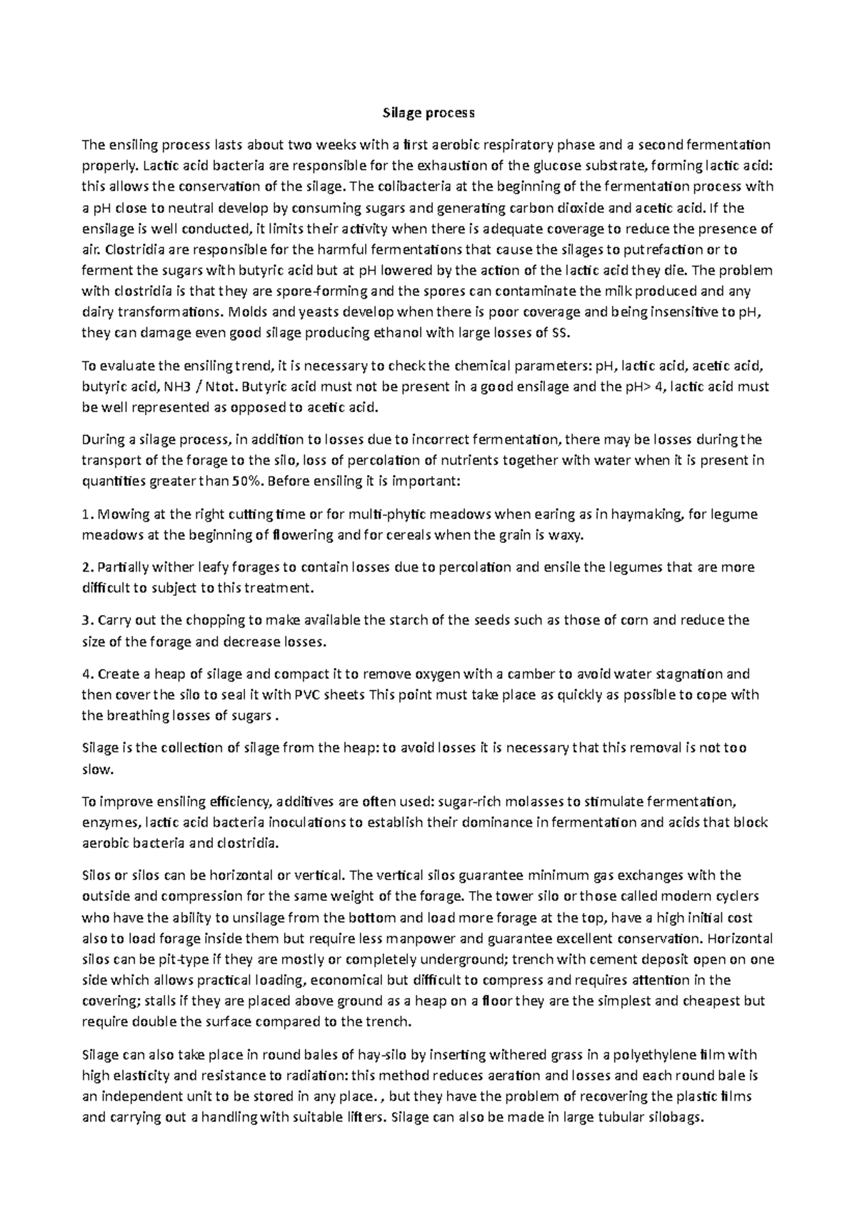 Silage process - Silage process The ensiling process lasts about two ...