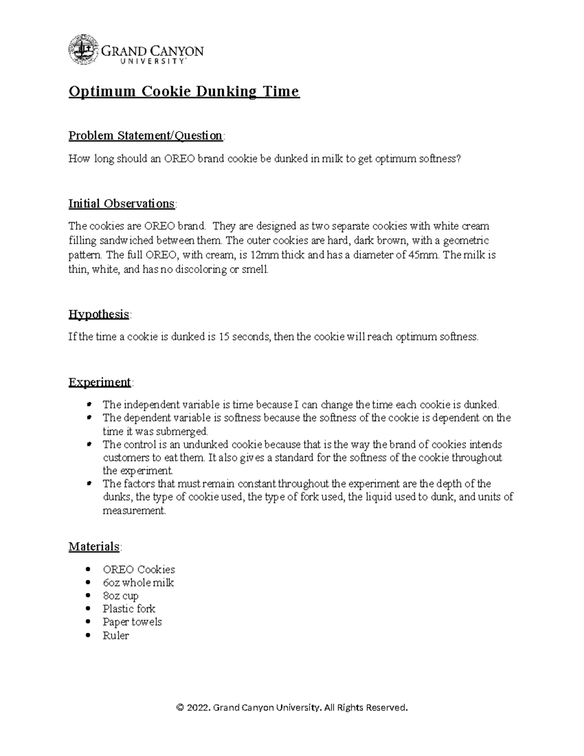 CHM 101L RS T1 - experimental design first week lab report - Optimum ...
