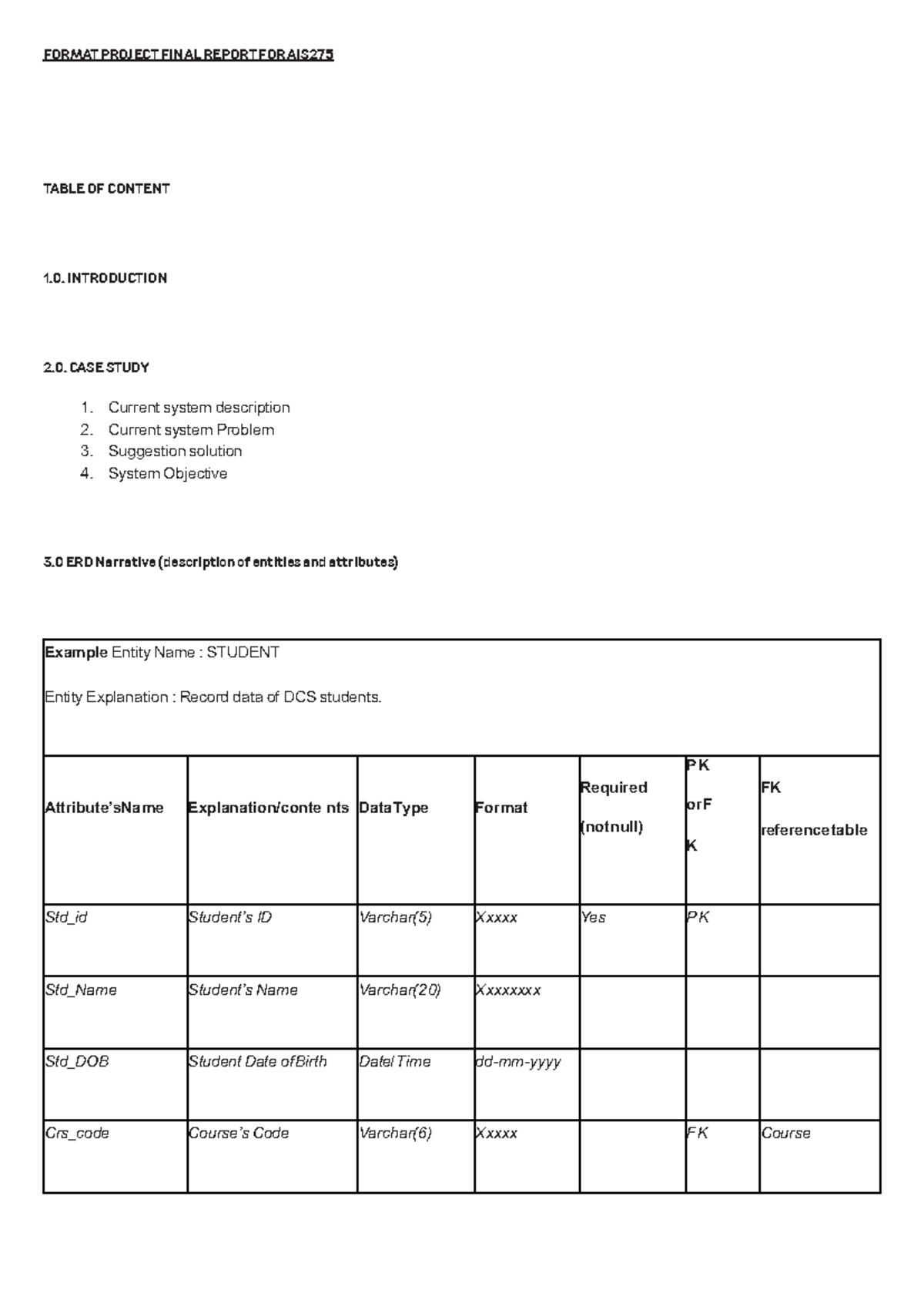 AIS275 Project Brief - buatla saimen - FORMAT PROJECT FINAL REPORT FOR ...