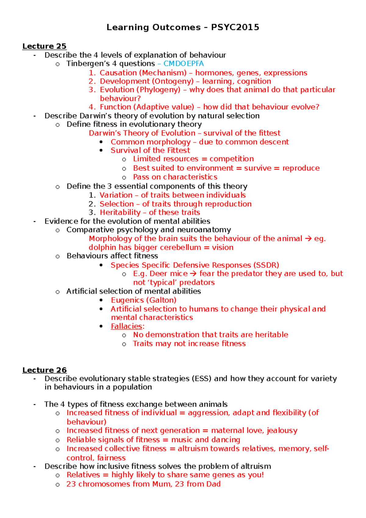 Learning Outcomes - Causation (Mechanism) – hormones, genes ...