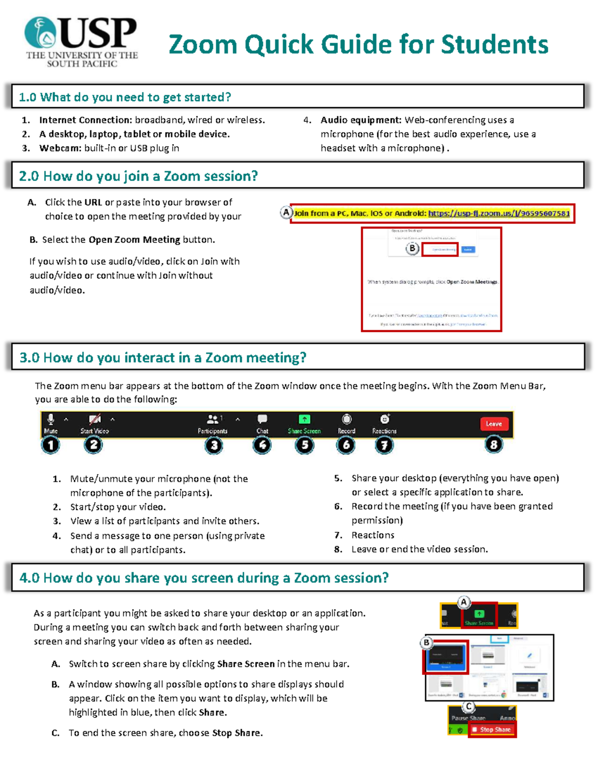 Zoom Quick Guide for Students - 1. Internet Connection: broadband ...