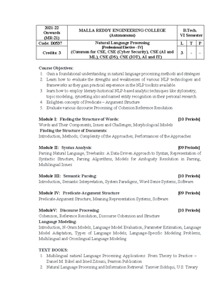 Module ii nlp - UNIT - II: Syntax Analysis: 1 Natural Language 2: A Data-Driven Approach to ...