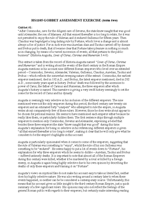 Gobbet Answers Term 1 - HS1105 GOBBET ASSESSMENT EXERCISE (term one ...