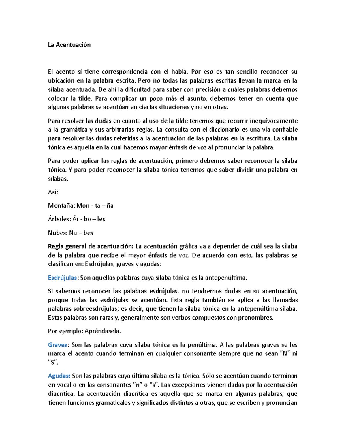 Lengua española - la acentuacion - La Acentuación El acento sí tiene ...