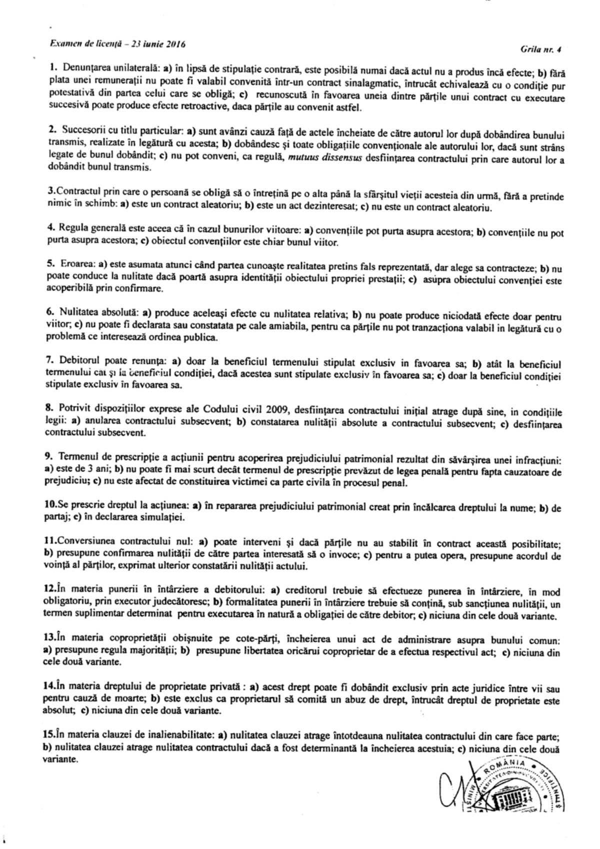 Subiecte licenta - Drept civil - Studocu