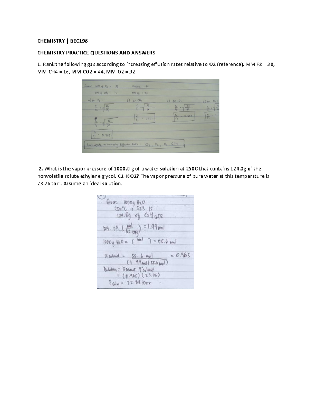 Chemistry Practice Problems with Solution - CHEMISTRY | BEC CHEMISTRY ...