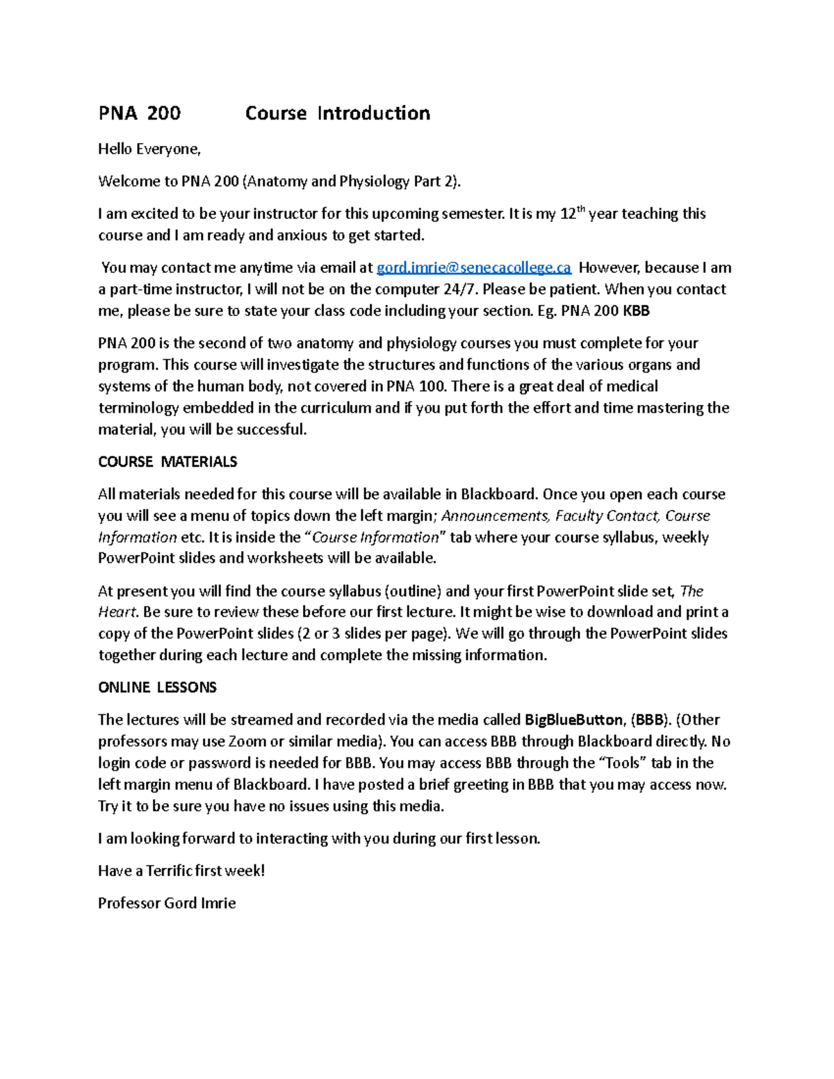 PNA 200 Course Introduction - PNA 200 Course Introduction Hello ...