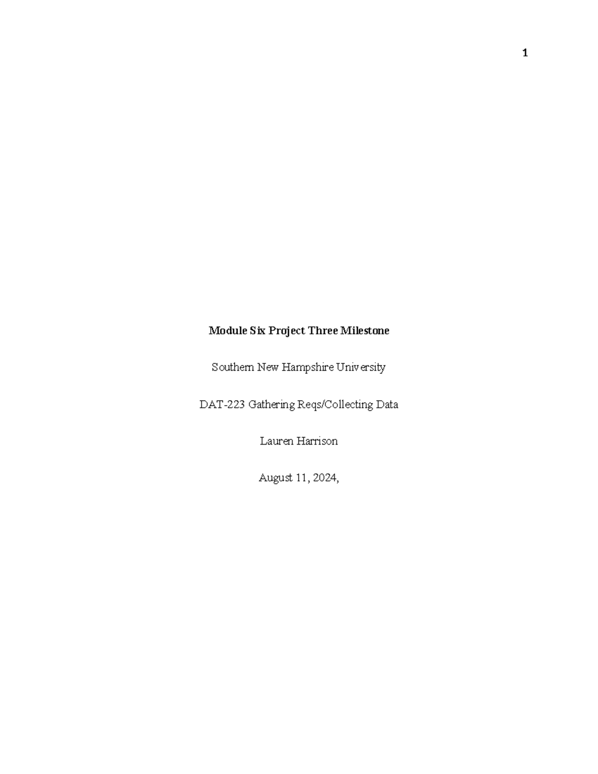 DAT 223 Project Three Milestone - 1 Module Six Project Three Milestone ...