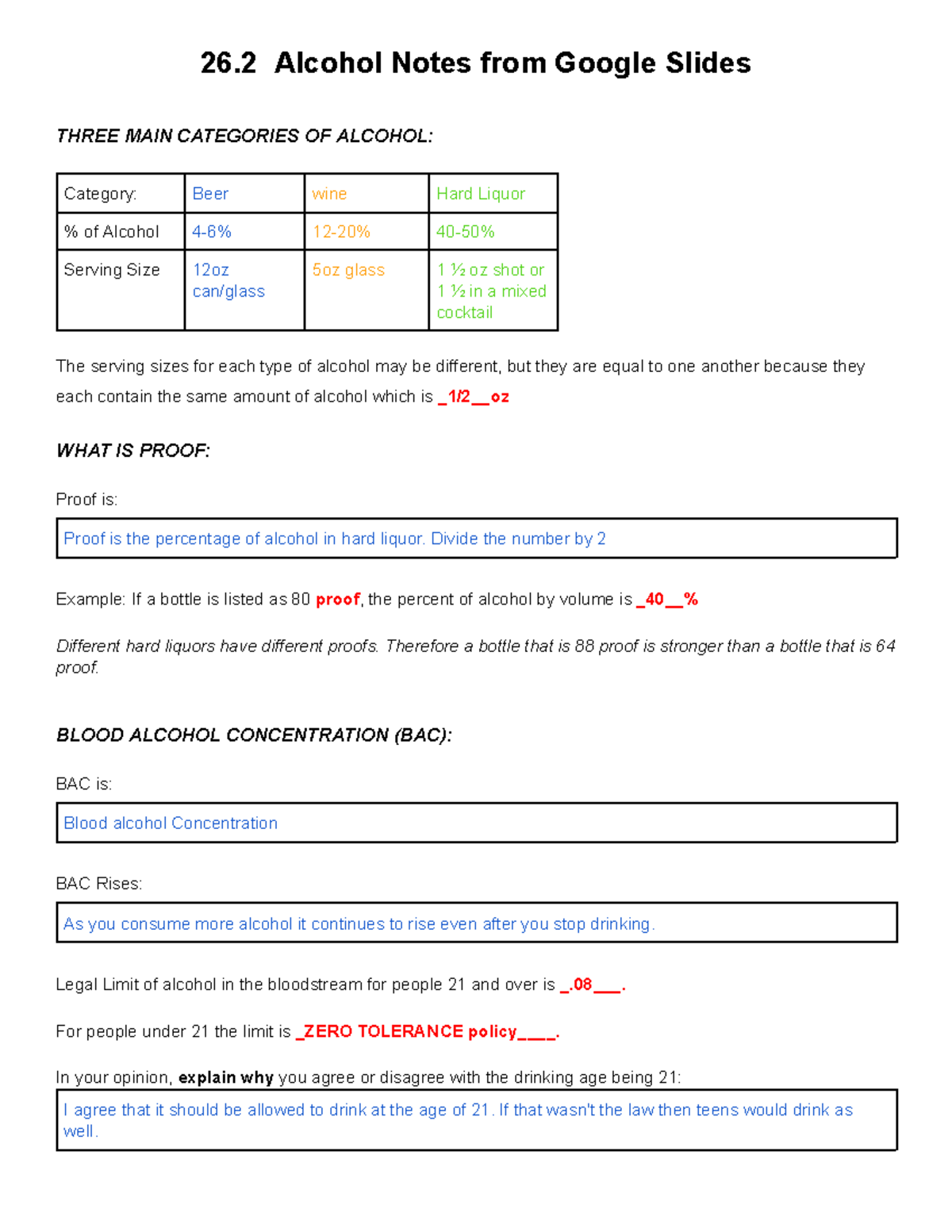 Beesan Tawil - Alcohol Guided Notes - 26 Alcohol Notes from Google ...