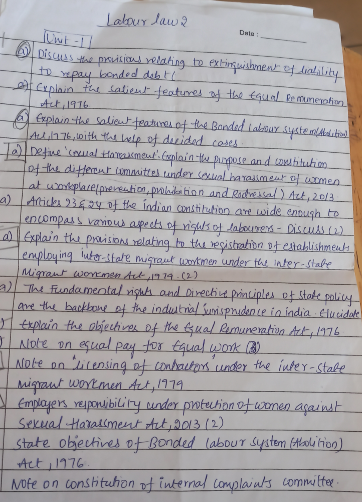 Labour law 2 QP - Question paper - labour law 2 - Studocu