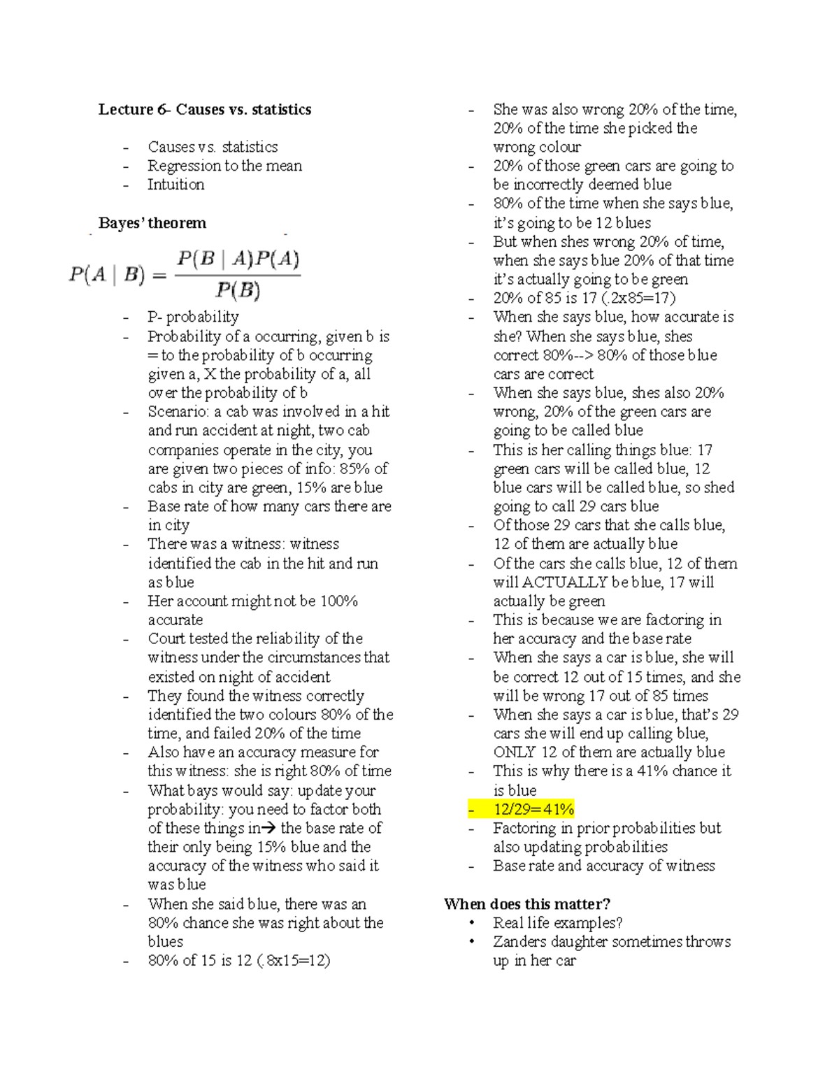 Lecture 6- Causes vs. statistics - Lecture 6- Causes vs. statistics ...