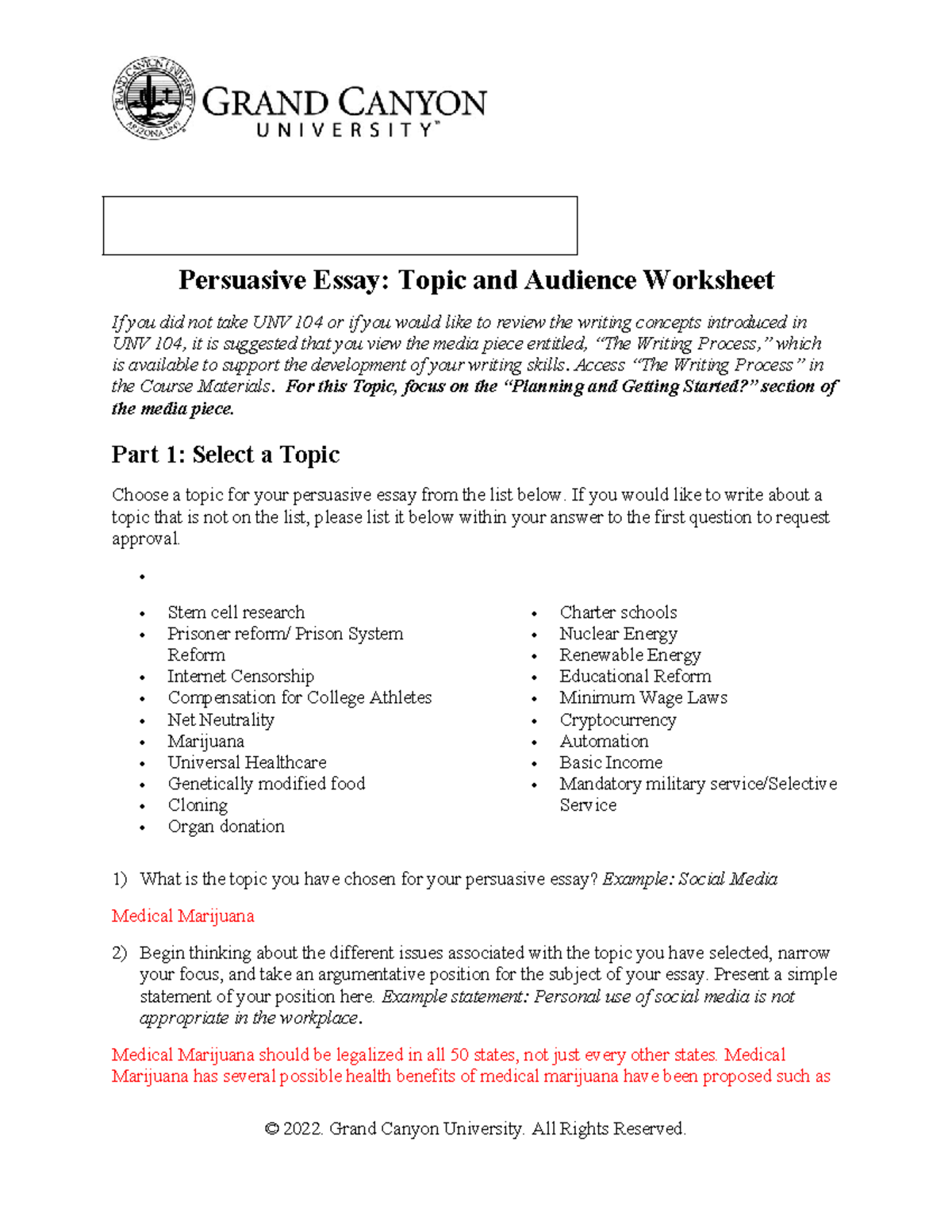 Persuasive Essay Topic Audience Worksheet - Persuasive Essay: Topic and ...