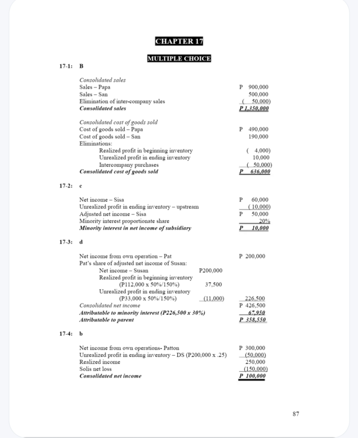 Chapter 17 solman - answer key for afar guerrero 2017 - BS in ...