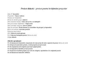 Proiect tematic lumea mea fermecată - PROIECT TEMATIC (model) Prof. Înv ...