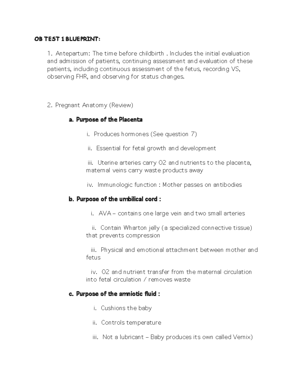 OB TEST 1 Blueprint - STUDY GUIDE REVIEW - OB TEST 1 BLUEPRINT ...