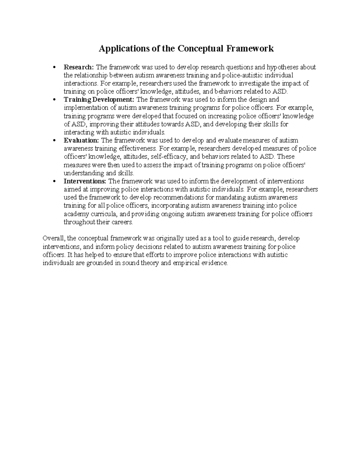 Applications of the Conceptual Framework - For example, researchers ...