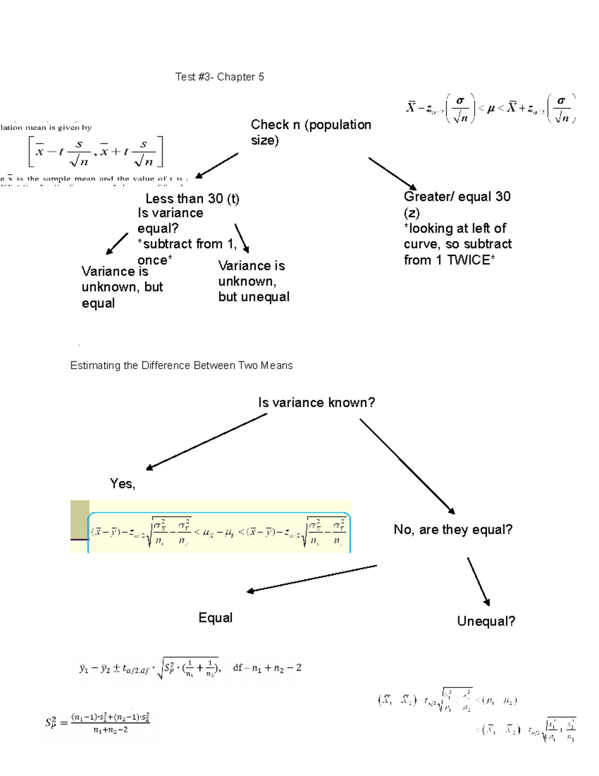 Stats Test #3 - Test #3 - Test #3- Chapter 5 Estimating the Difference ...