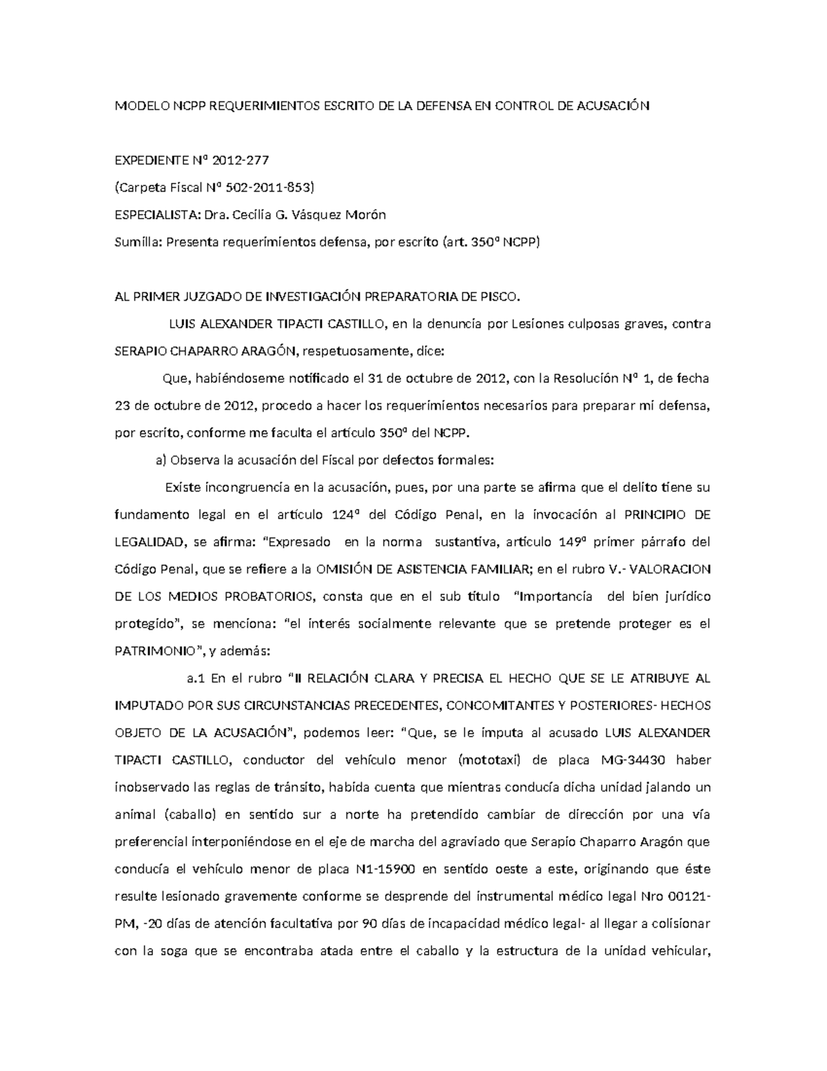 157022469 Modelo NCPP Requerimientos Escrito DE LA Defensa EN Control ...