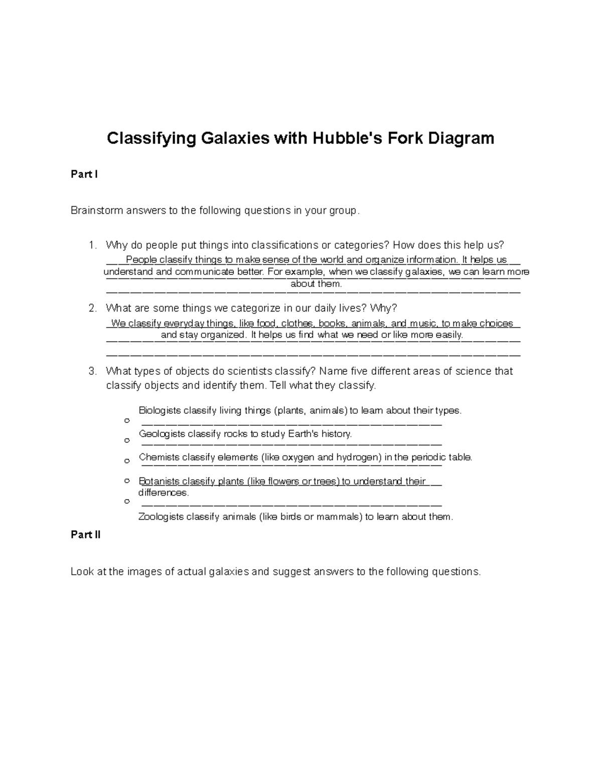 Classifying Galaxies with Hubble's Fork Diagram - 1. Why do people put ...