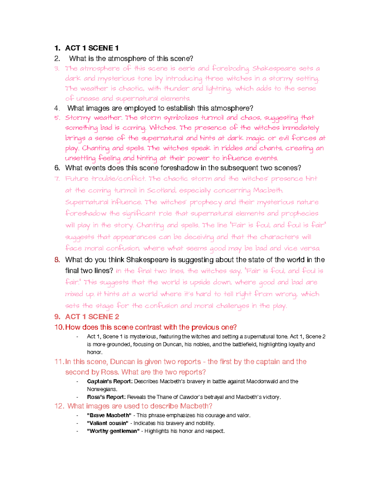 Macbeth Study Guide Questions - 1. ACT 1 SCENE 1 2. What is the ...