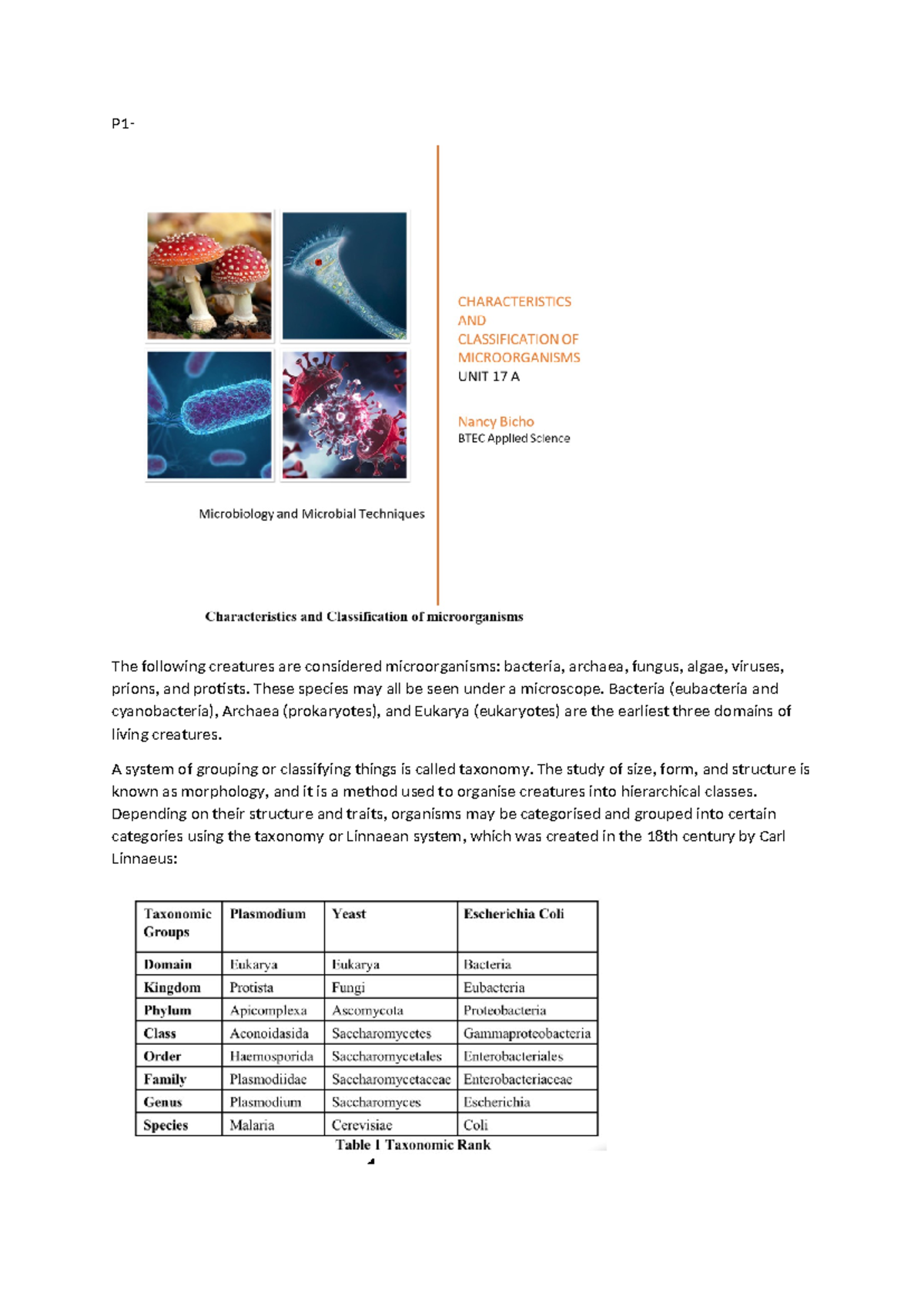 Unit 17 (1) 2 - Distction - P1- The following creatures are considered ...