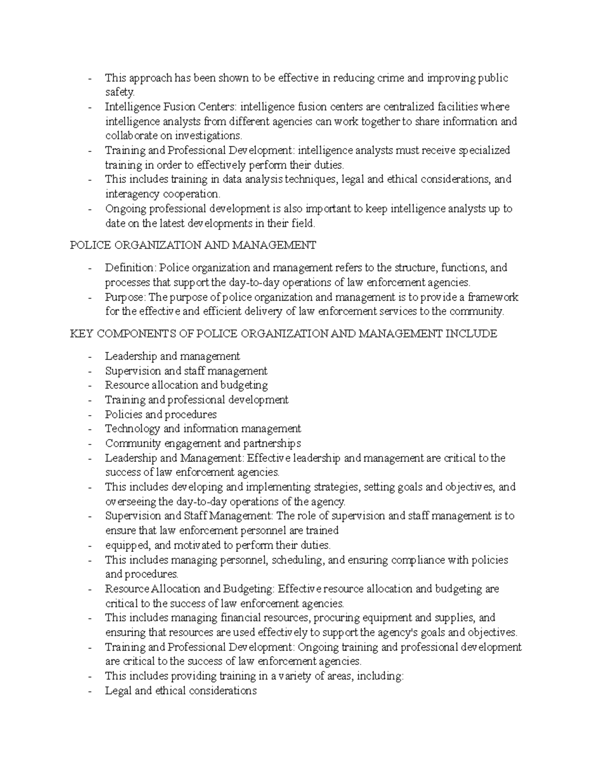 CRJ 101 Notes 2 - INTELLIGENCE ANALYSIS IN CRIMINAL JUSTICE POLICE ...