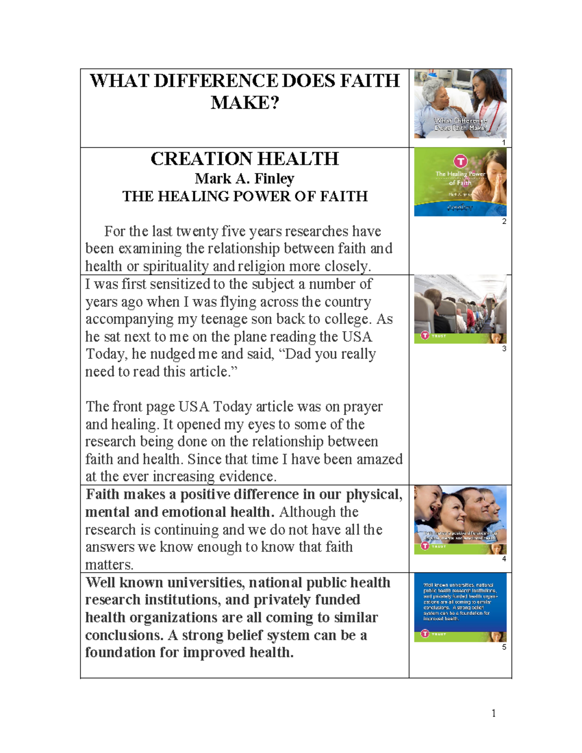 05 - trust in God topic for sermon - WHAT DIFFERENCE DOES FAITH MAKE? 1 ...