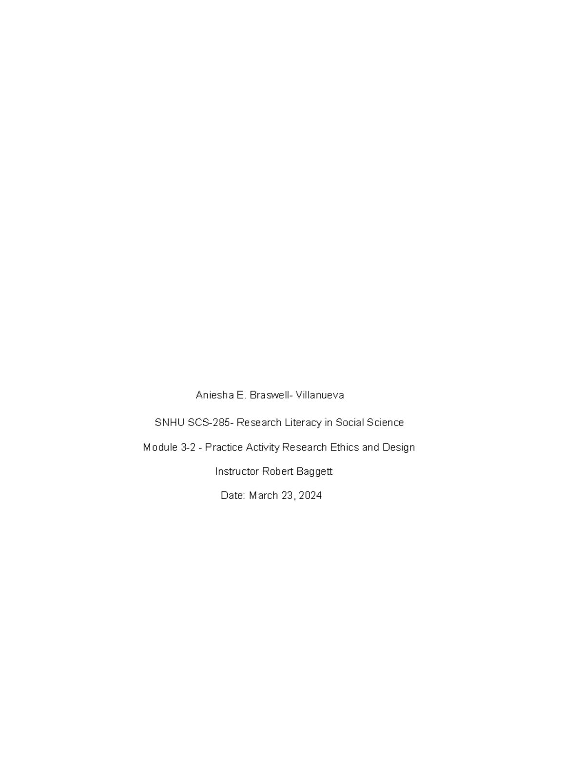 SCS-285 Module 3-2 Practice activity - Aniesha E. Braswell- Villanueva ...