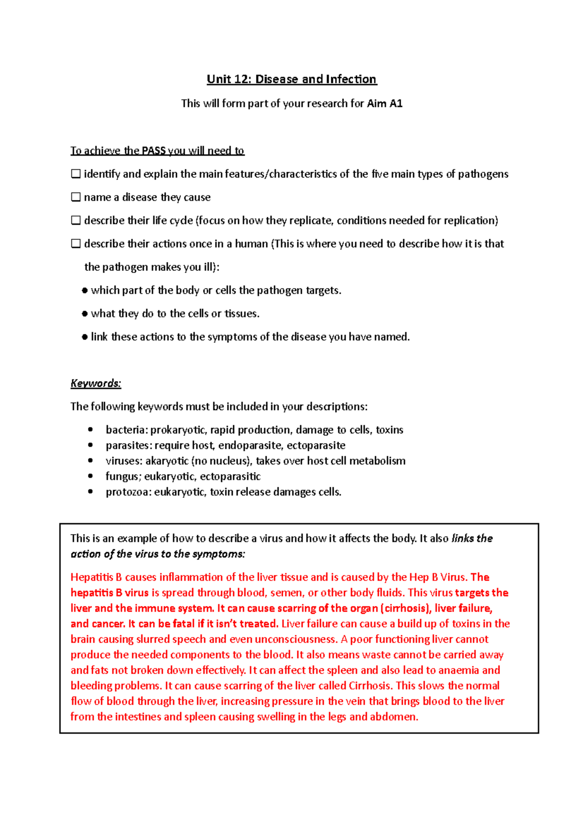 G. Unit 12 assignment 1 instructions and templates-1 - Unit 12: Disease ...