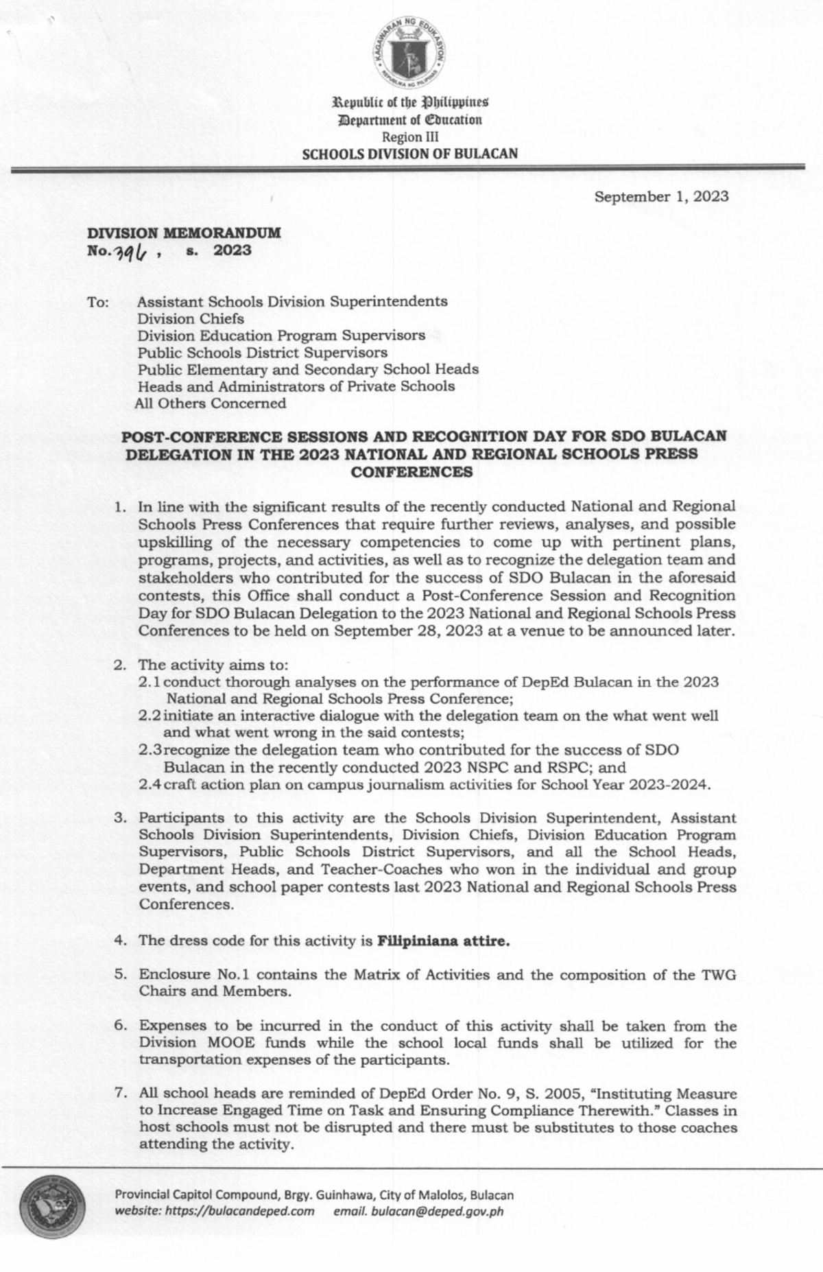 DIV MEMO NO 396 S 2023 - DIV MEMO NO 396 S 2023 - Accountancy - Studocu