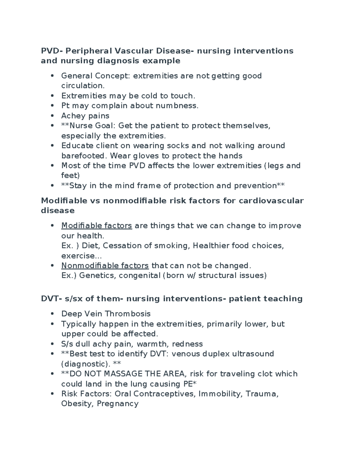 NUR 256 MED SURG 1 Exam 4 Review - PVD- Peripheral Vascular Disease ...