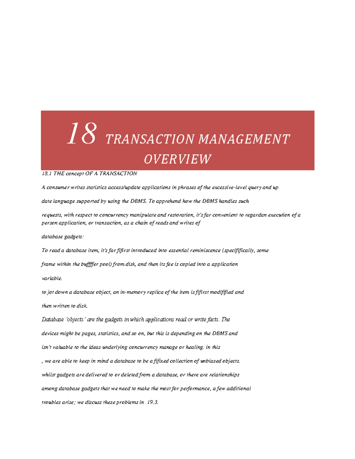 18 Transaction Management Overview - 18 TRANSACTION MANAGEMENT OVERVIEW ...