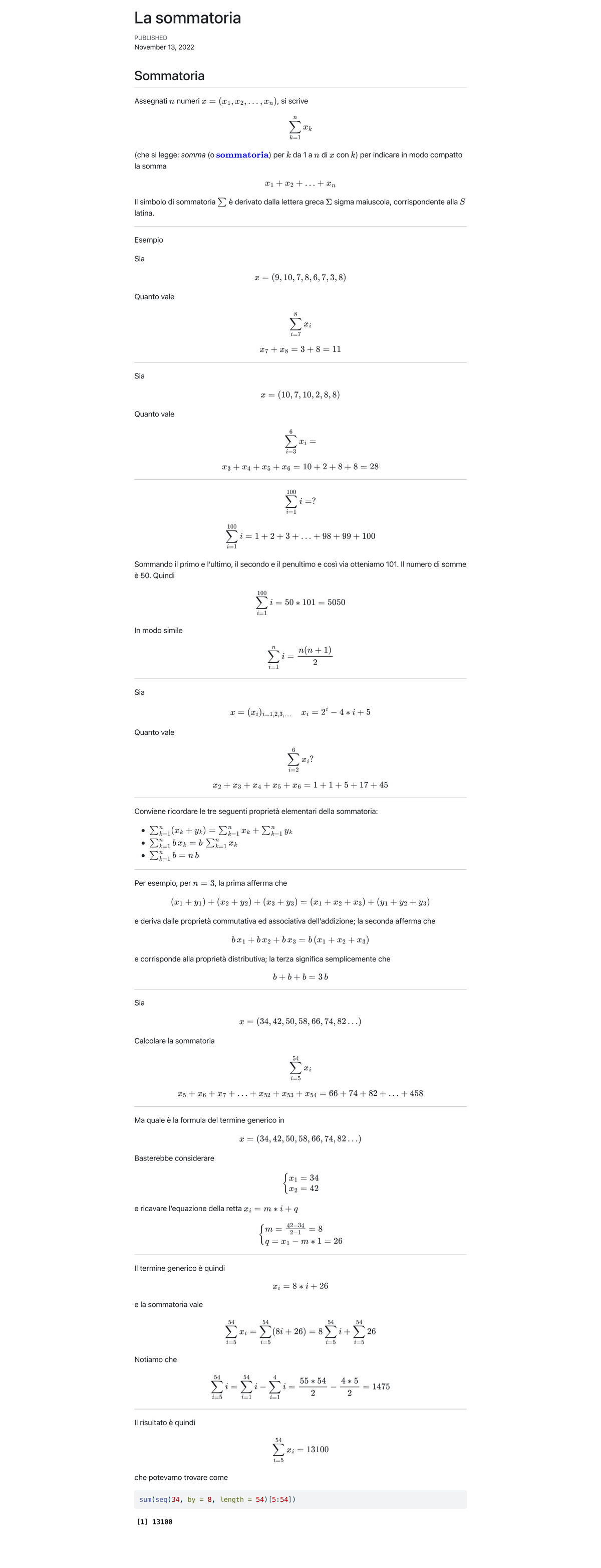 05-Sommatoria - Sommatoria Assegnati numeri , si scrive (che si legge ...