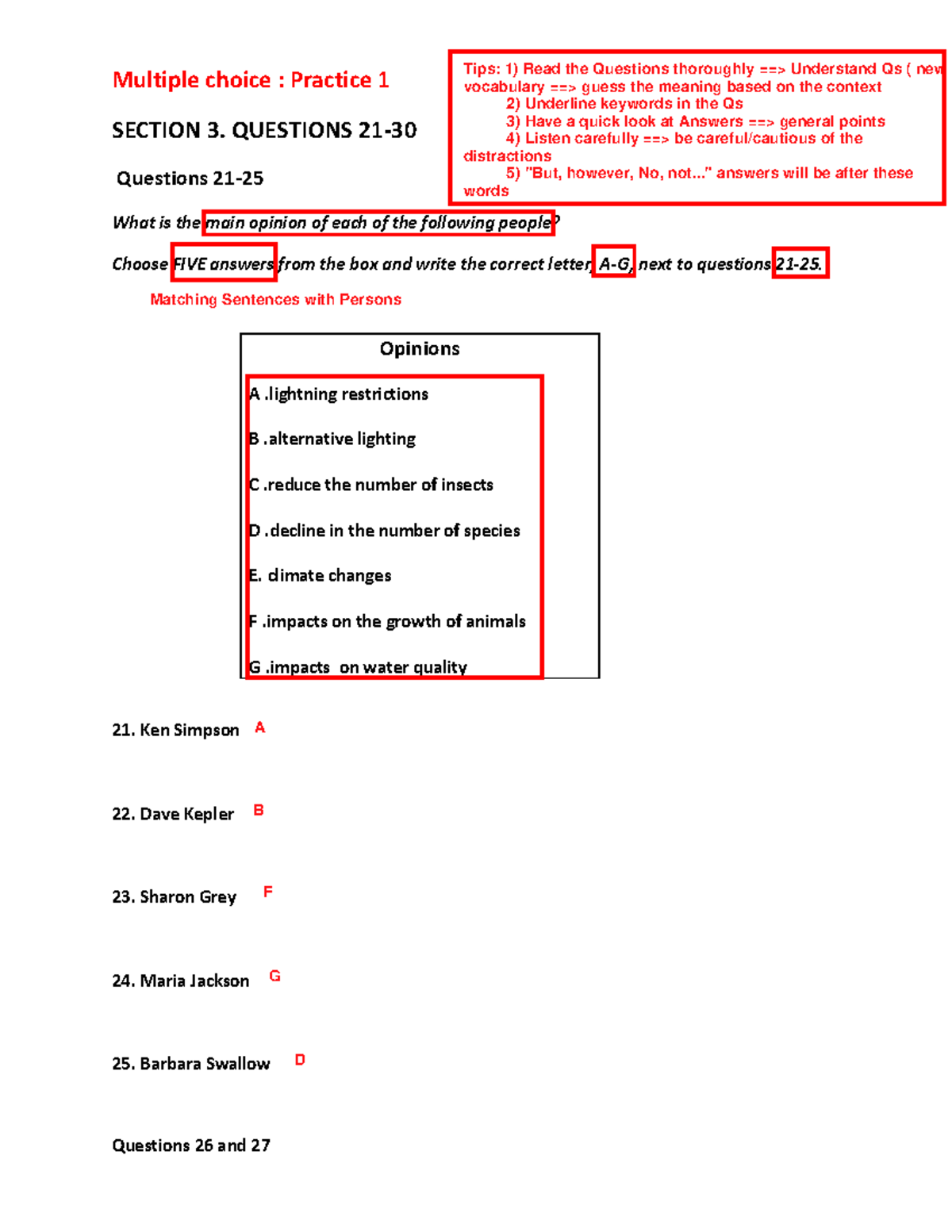 Multiple-choice-practice - Multiple choice : Practice 1 SECTION 3 ...