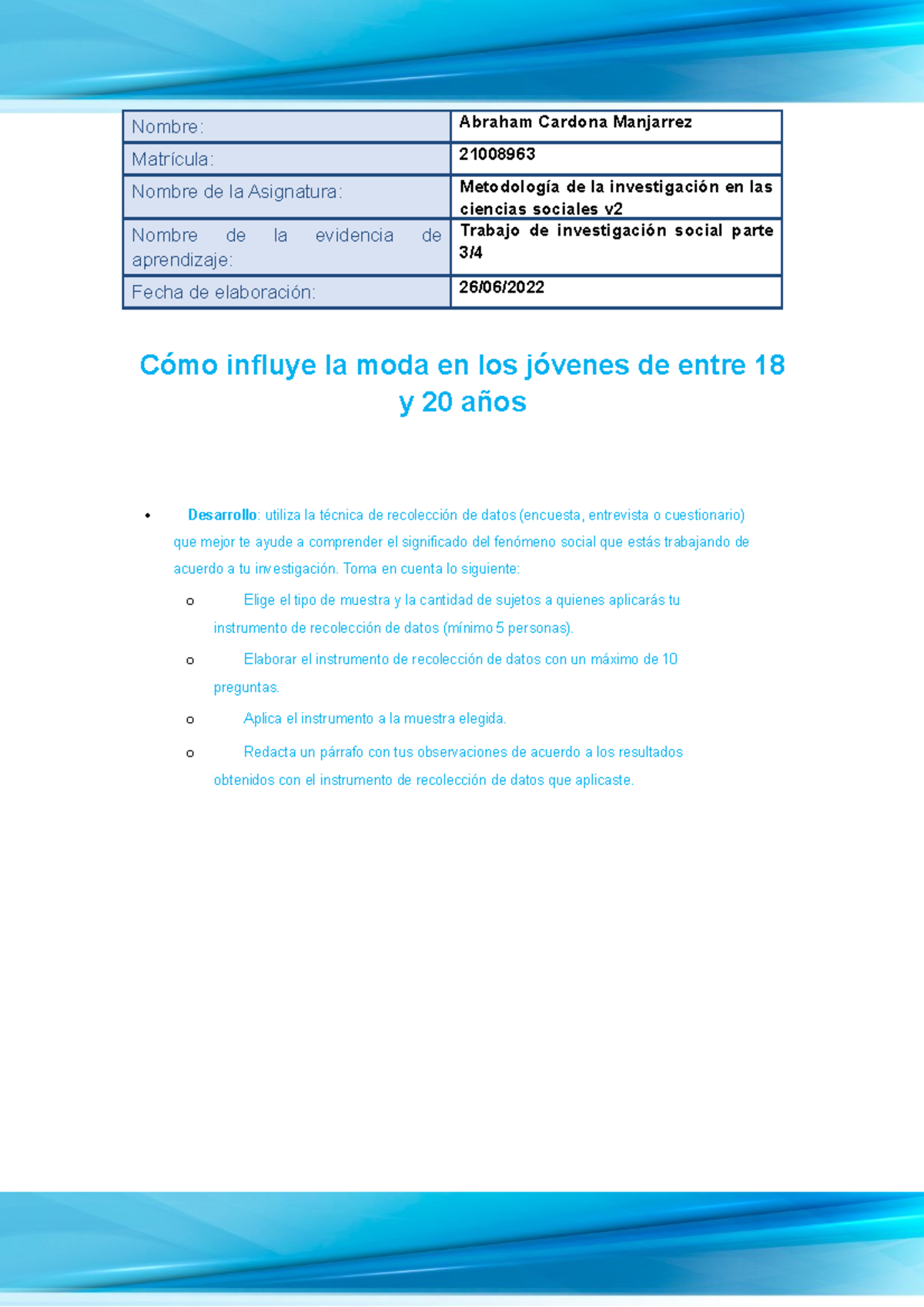 Cardona Abraham Tercera entrega - Nombre: Abraham Cardona Manjarrez ...