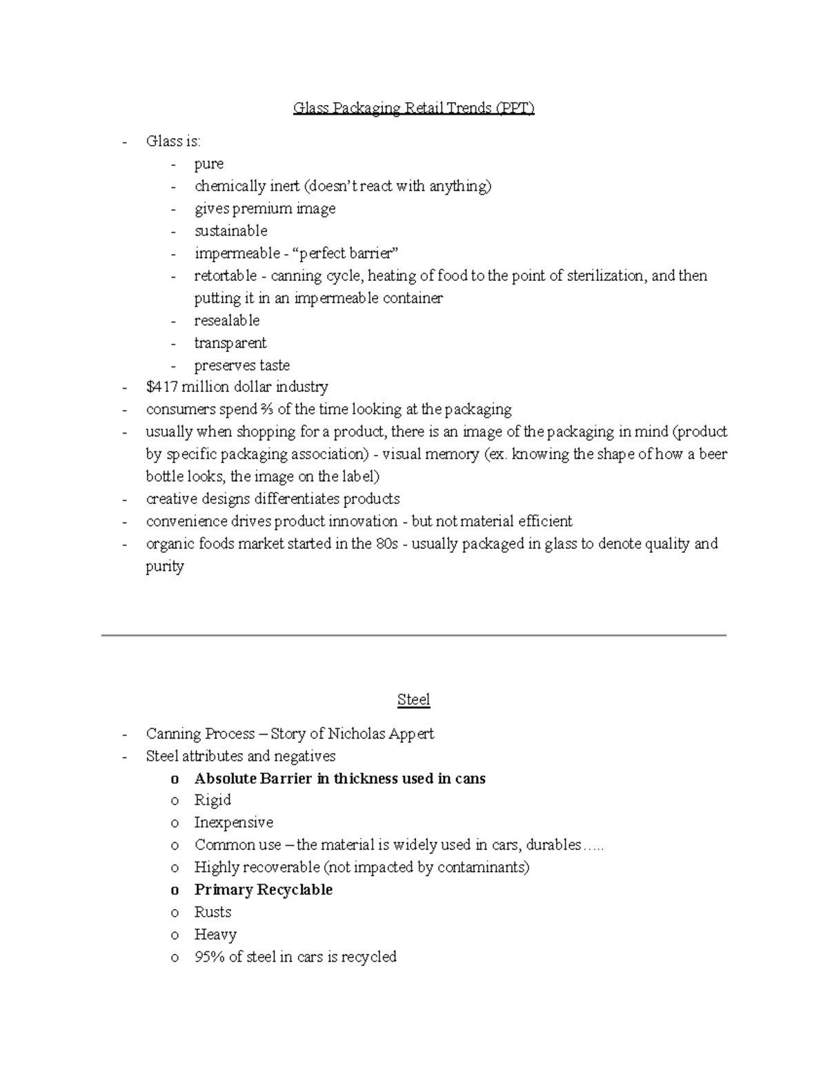 Pk 107 week 6 lecture notes - Glass Packaging Retail Trends (PPT) Glass ...