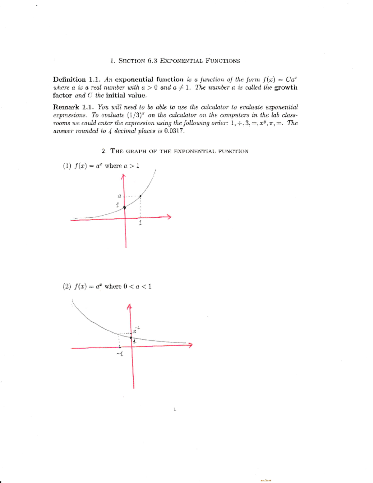 Solutions 6.3 [Exponential Functions ] - 1. SECTION 6 EXPONENTIAL ...