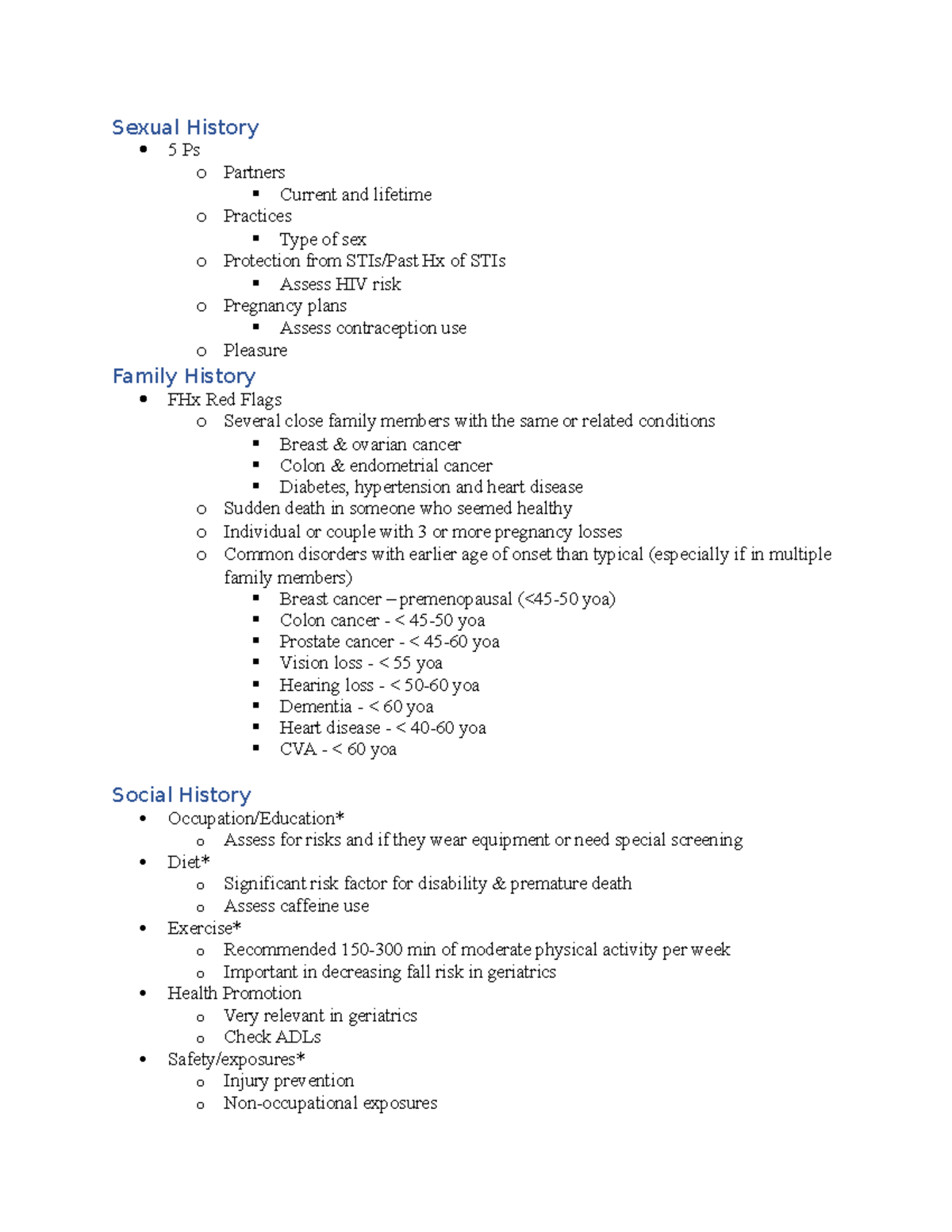 Exam 1 copy - Summary of Exam 1 lecture notes including sexual history ...