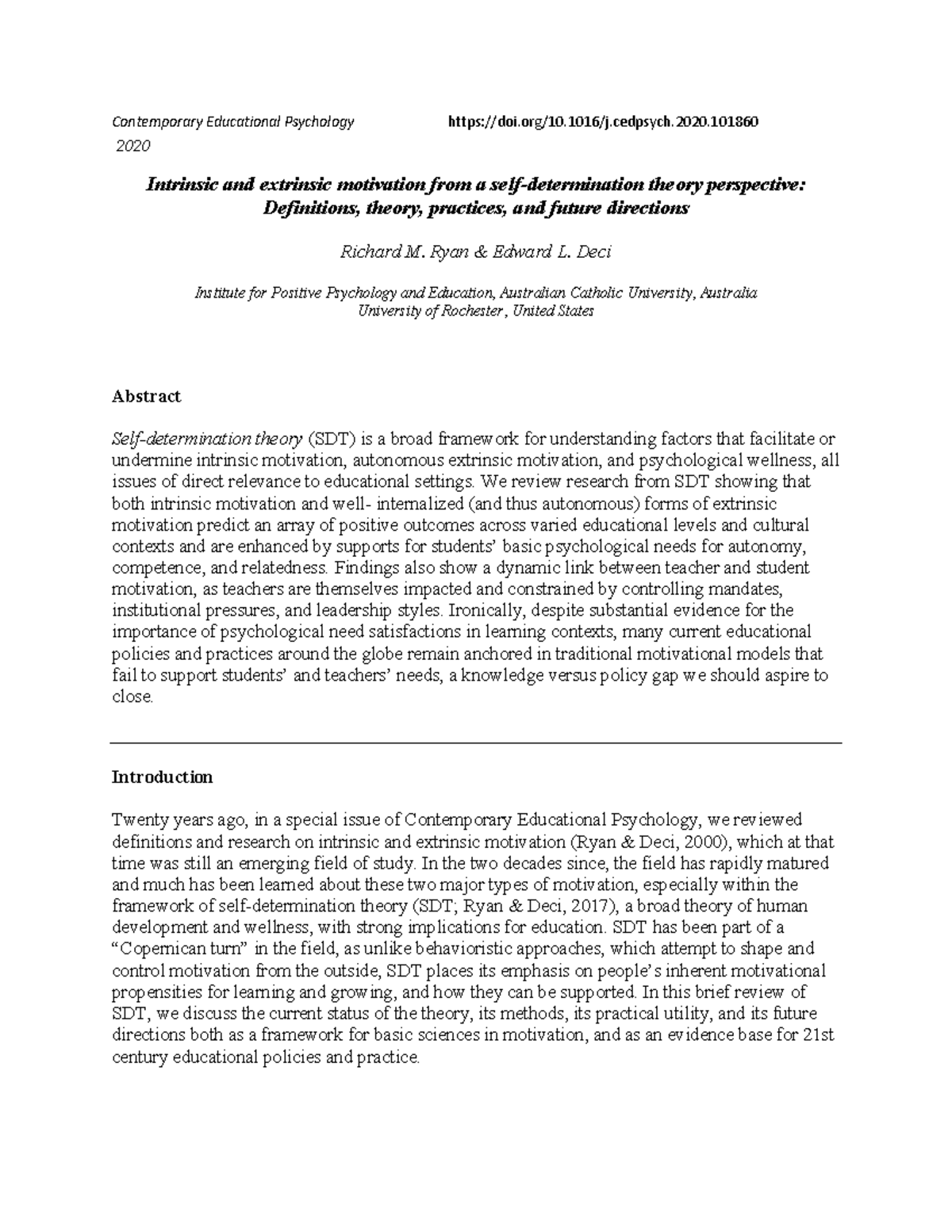 2020 Ryan Deci CEP Pre Print - Contemporary Educational Psychology doi ...