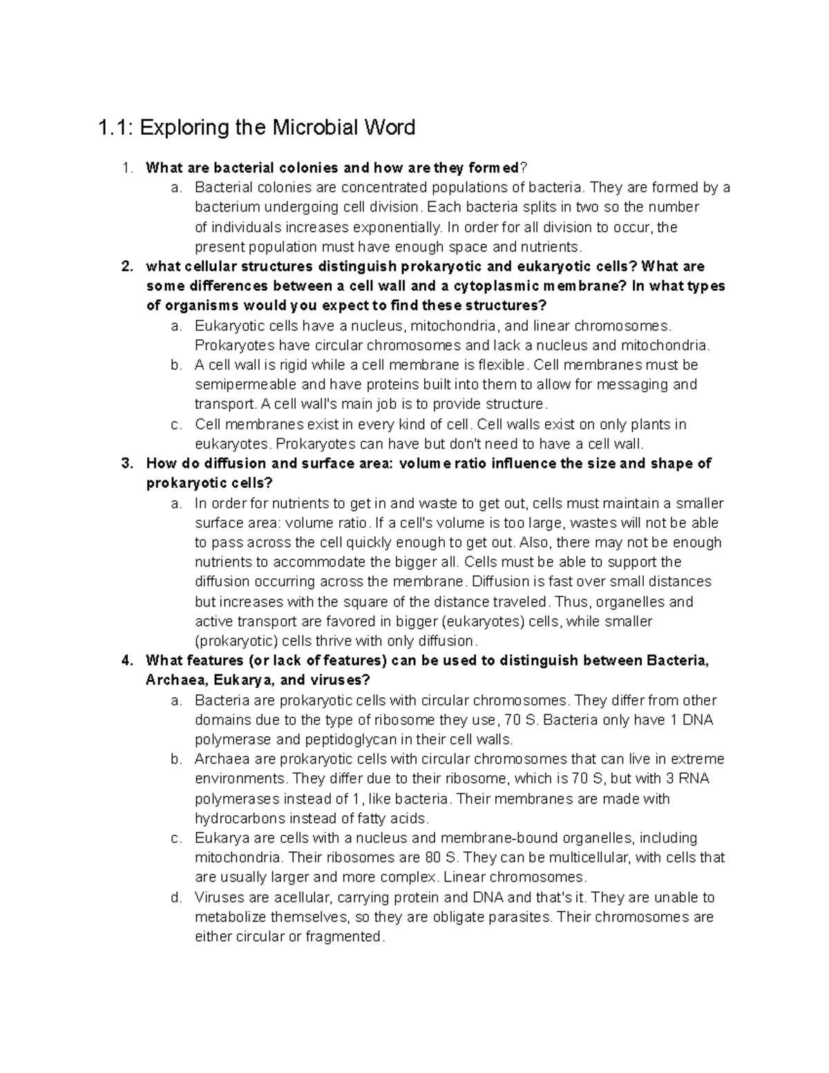 Chapter 1 Review Questions - 1: Exploring the Microbial Word What are ...