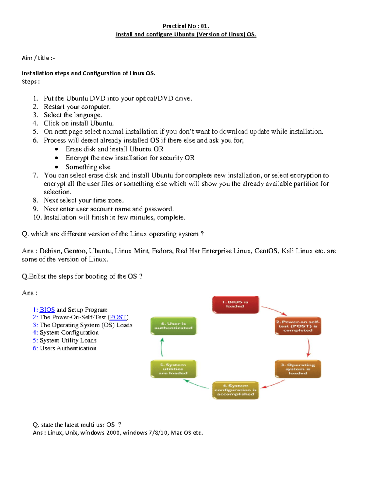 OS Practical Writing Materials 1-5 - Practical No : 01. Install and ...