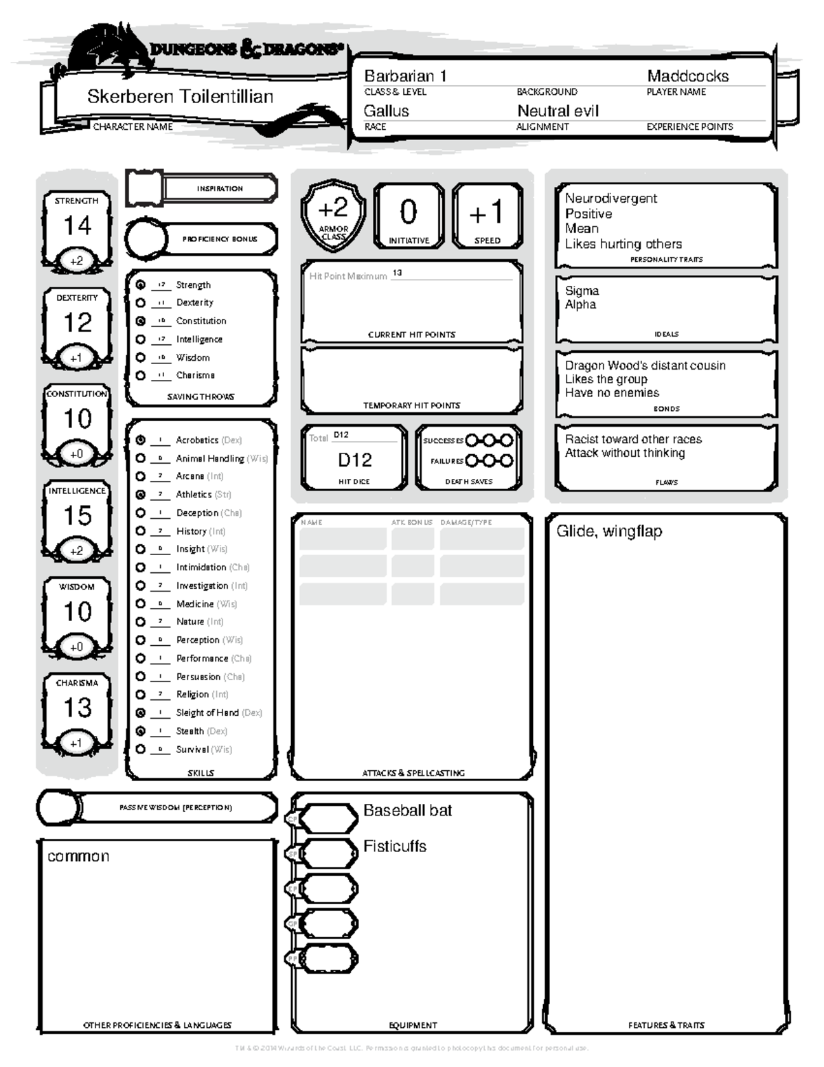 DD-character-sheet-5e-fillable - RACE CLASS & LEVEL PLAYER NAME ...