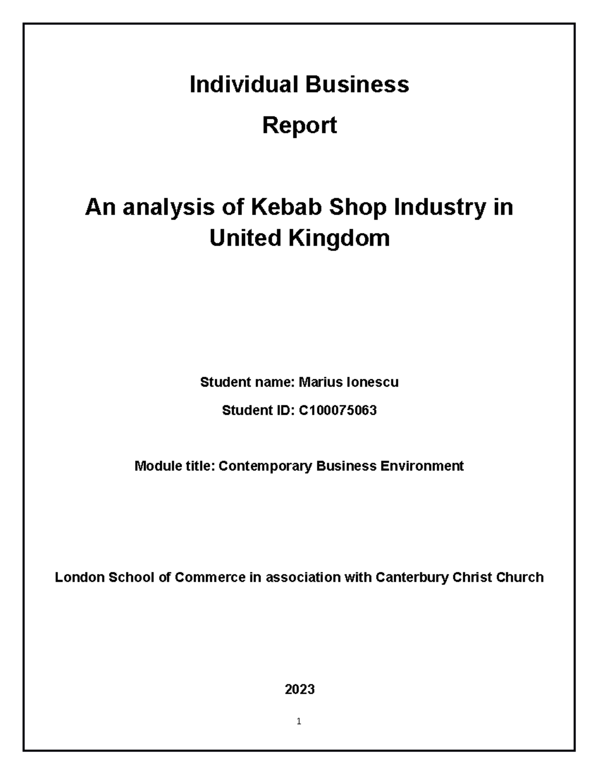 Marius 2 - Individual report Unilever - Individual Business Report An ...