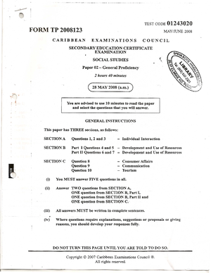 POA Jan 2009 past paper - CARIBBEAN EXAMINATIONS COUNCIL SECONDARY ...