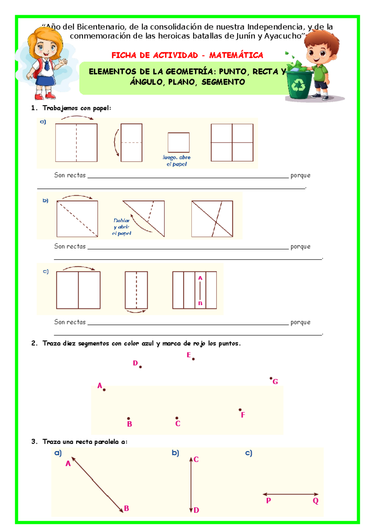 Elementos DE LA Geometría Punto, Recta Y Ángulo, Plano, Segmento ...