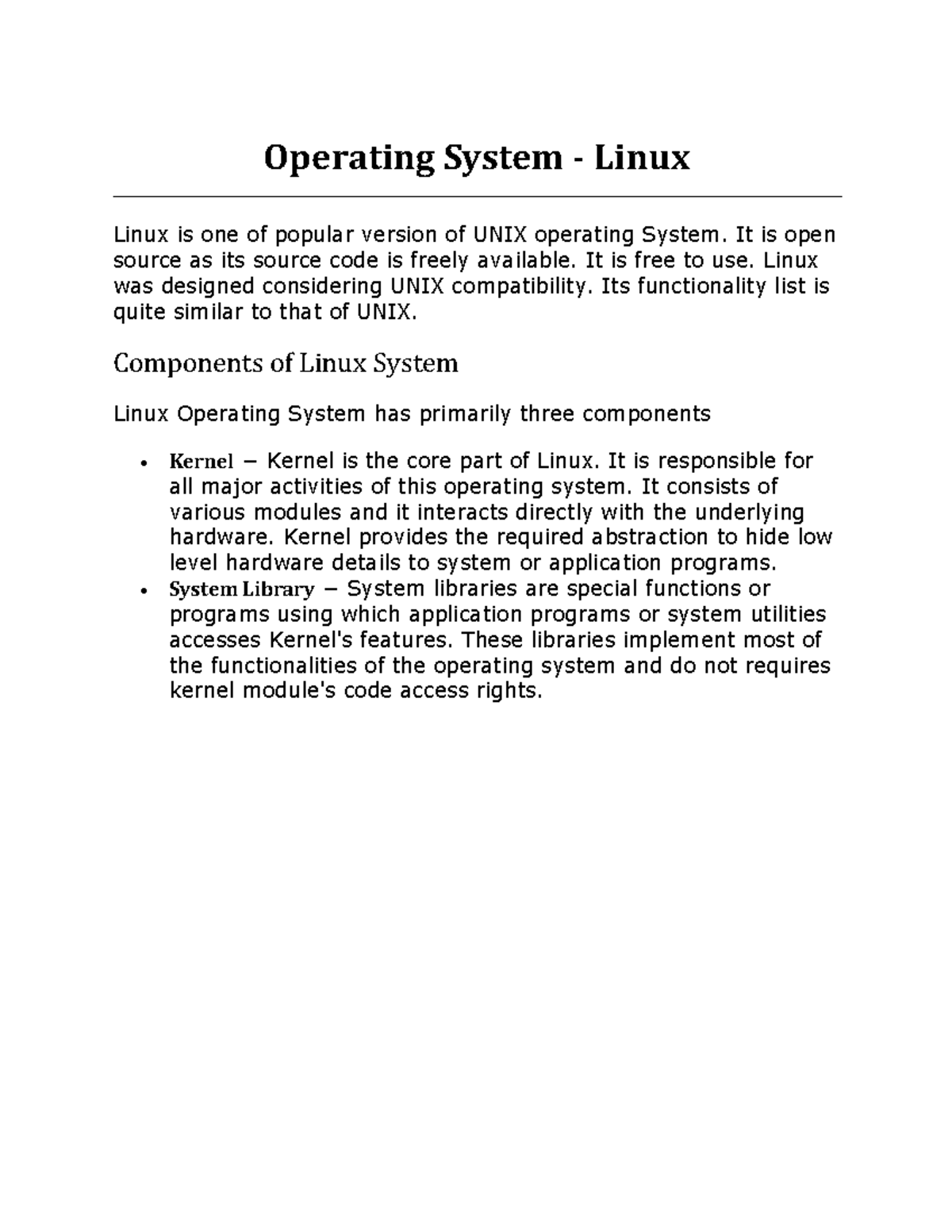 Linux System Operating System Linux Linux Is One Of Popular Version Of Unix Operating System 
