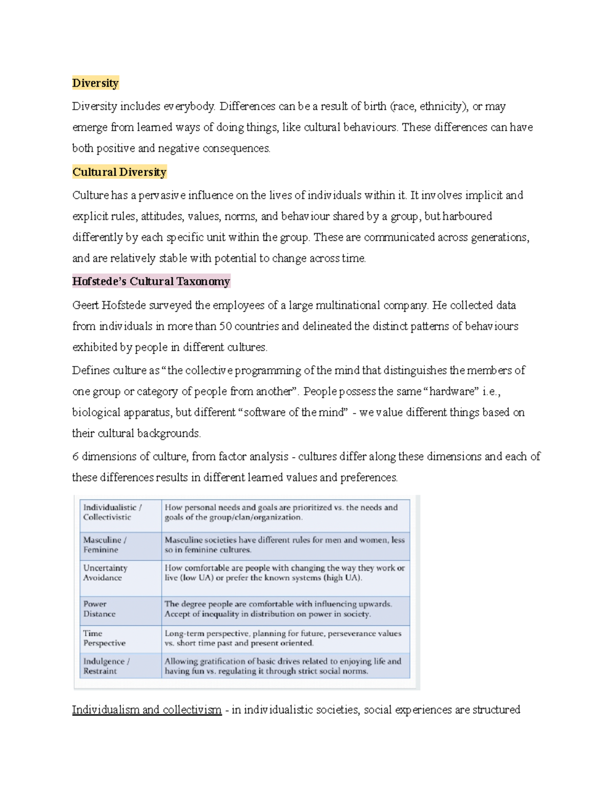 ASP Unit 3 - applied social psychology - Diversity Diversity includes ...