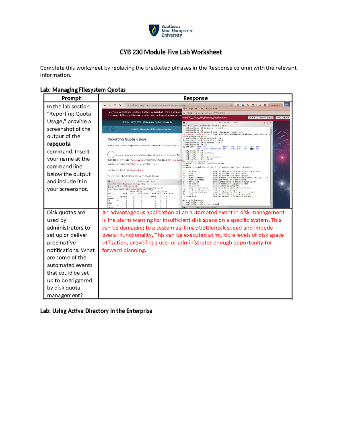 CYB 230 Module Five Lab Worksheet Yeralis Goby - CYB 230 Module Five ...