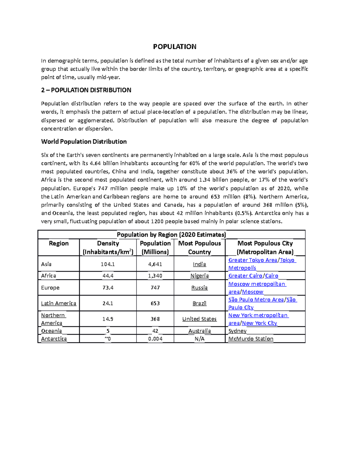 Population - Fundamentals of Geography(GEO-103) - POPULATION In demographic terms, population is ...