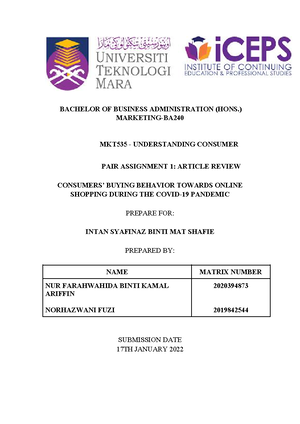 MKT558 Individual Assignment - MKT INDIVIDUAL ASSIGNMENT Prepared by ...